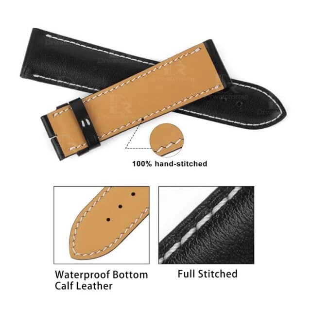 Breitling colt Black Smooth calf leather strap online | Drwatchstrap