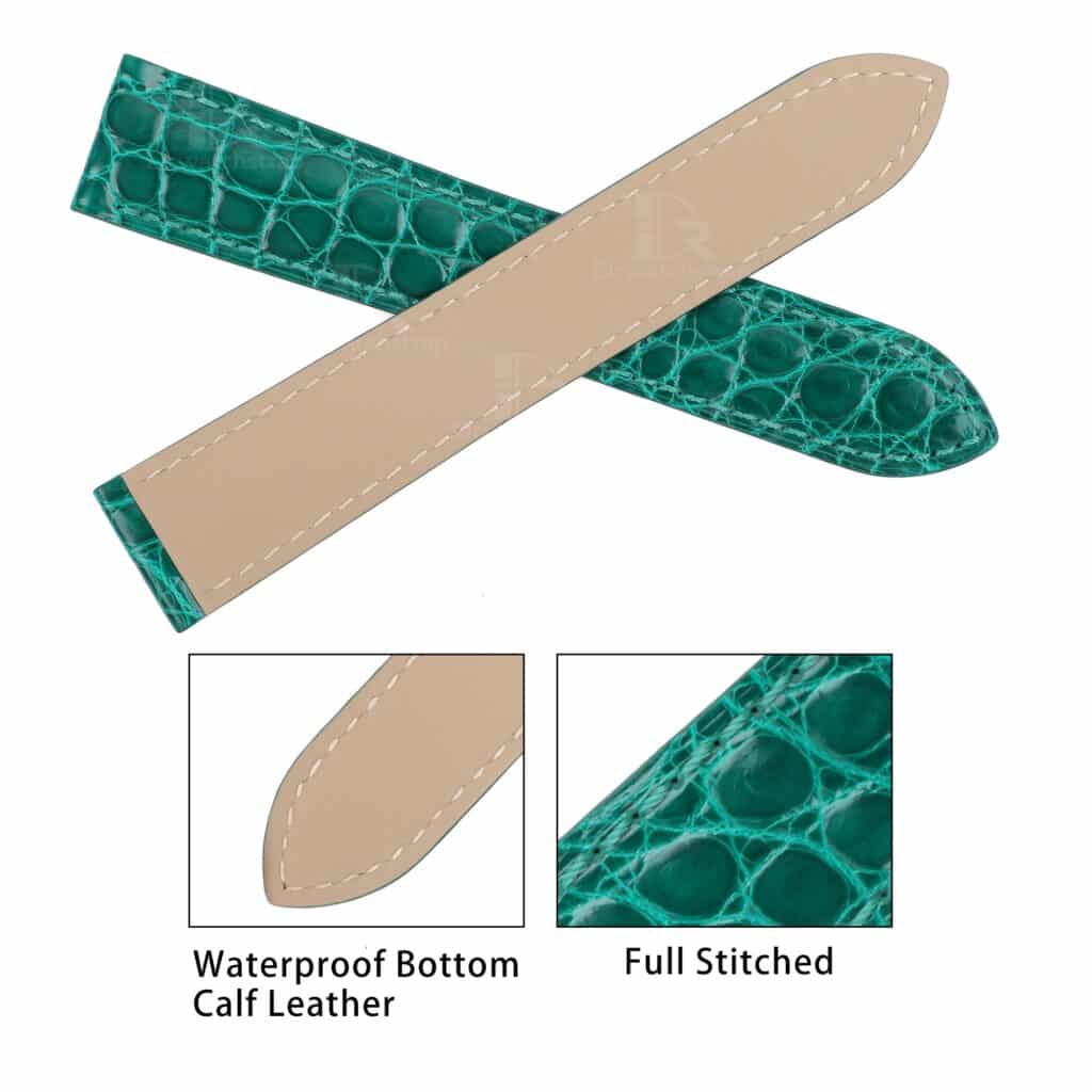 Custom Luxury Leather Cartier Tank Green strap | Drwatchstrap