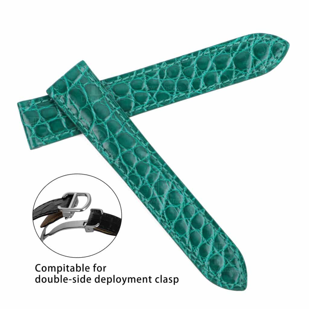 Custom Luxury Leather Cartier Tank Green strap | Drwatchstrap