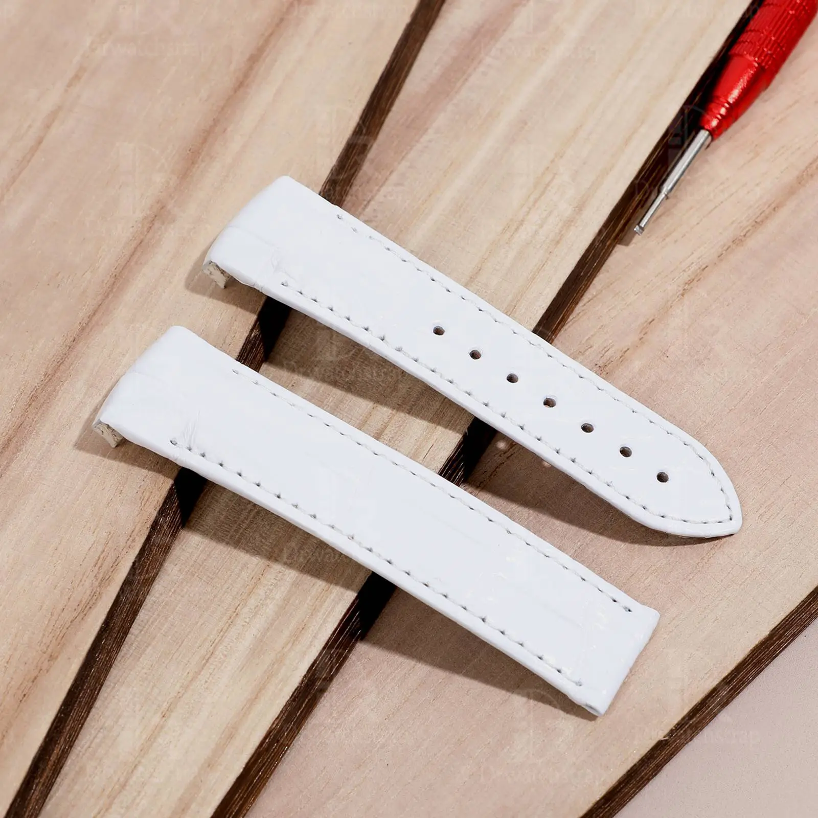 Omega Planet Ocean Strap for sale - White Leather Drwatchstrap