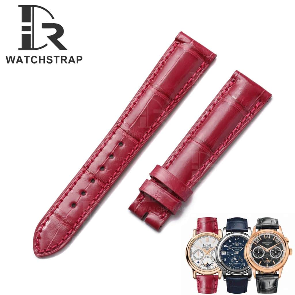 Custom Patek Philippe Black leather strap for sale | Drwatchstrap