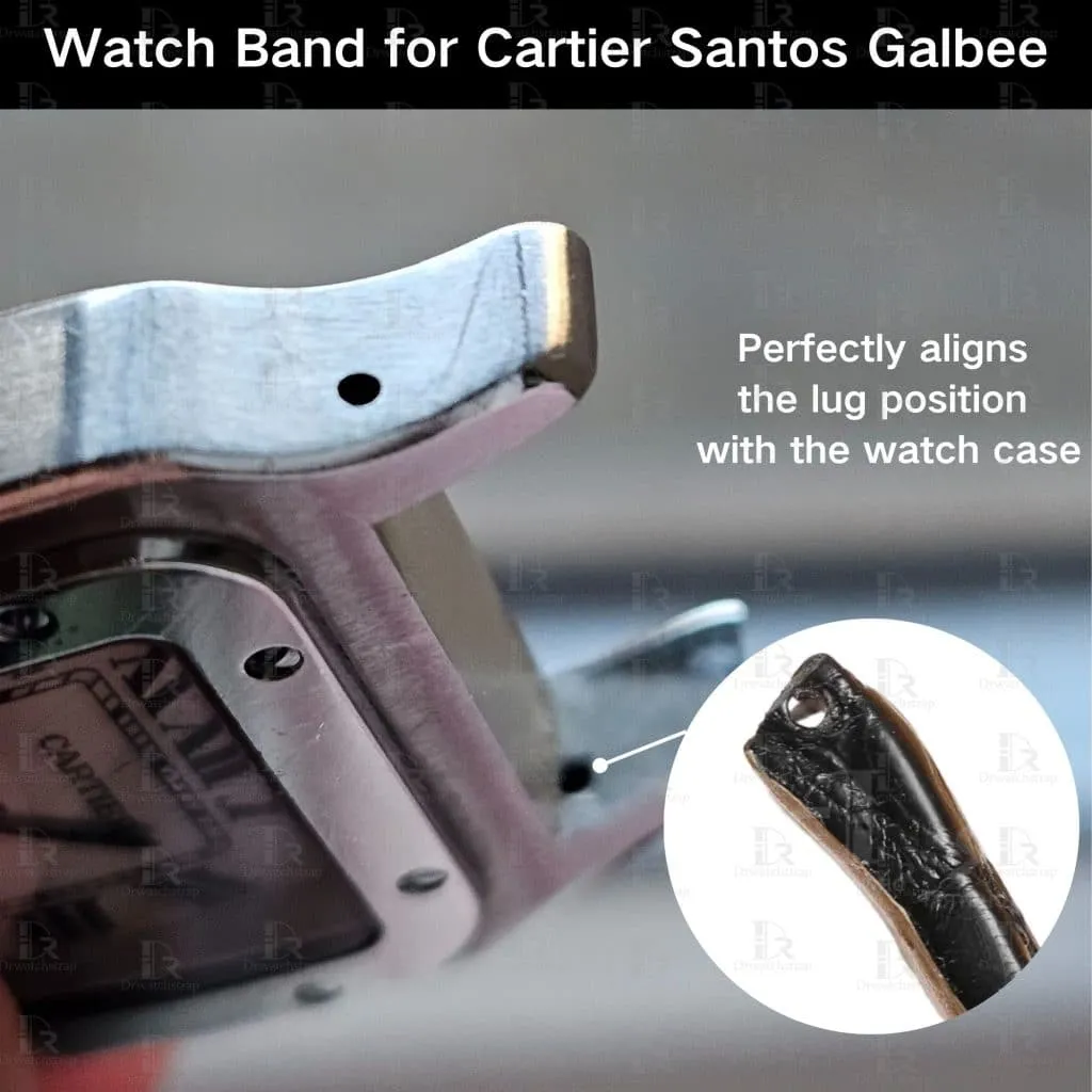 Custom Alligator Leather Strap for Cartier Santos de Cartier Galbée