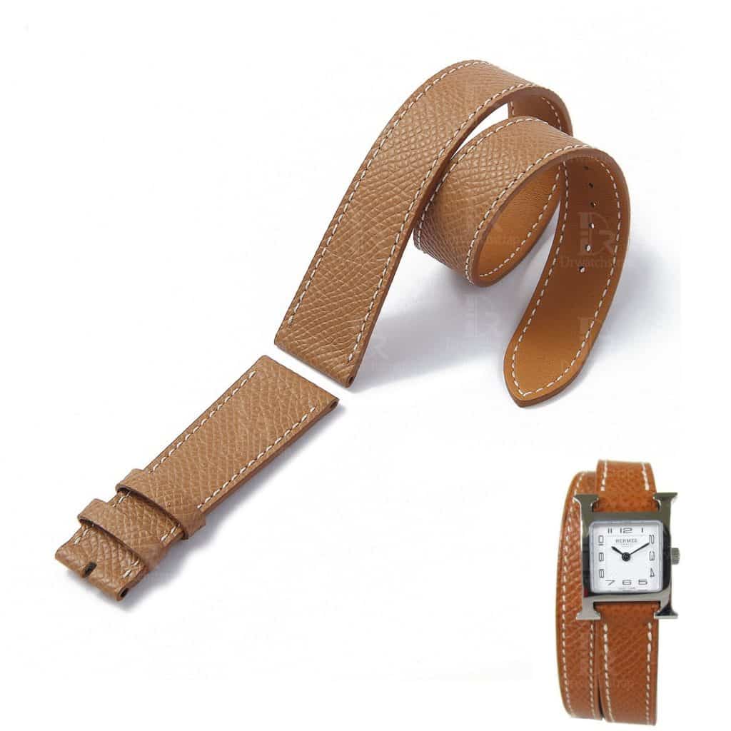 Custom Double Tour leather watch band for Hermes - Drwatchstrap
