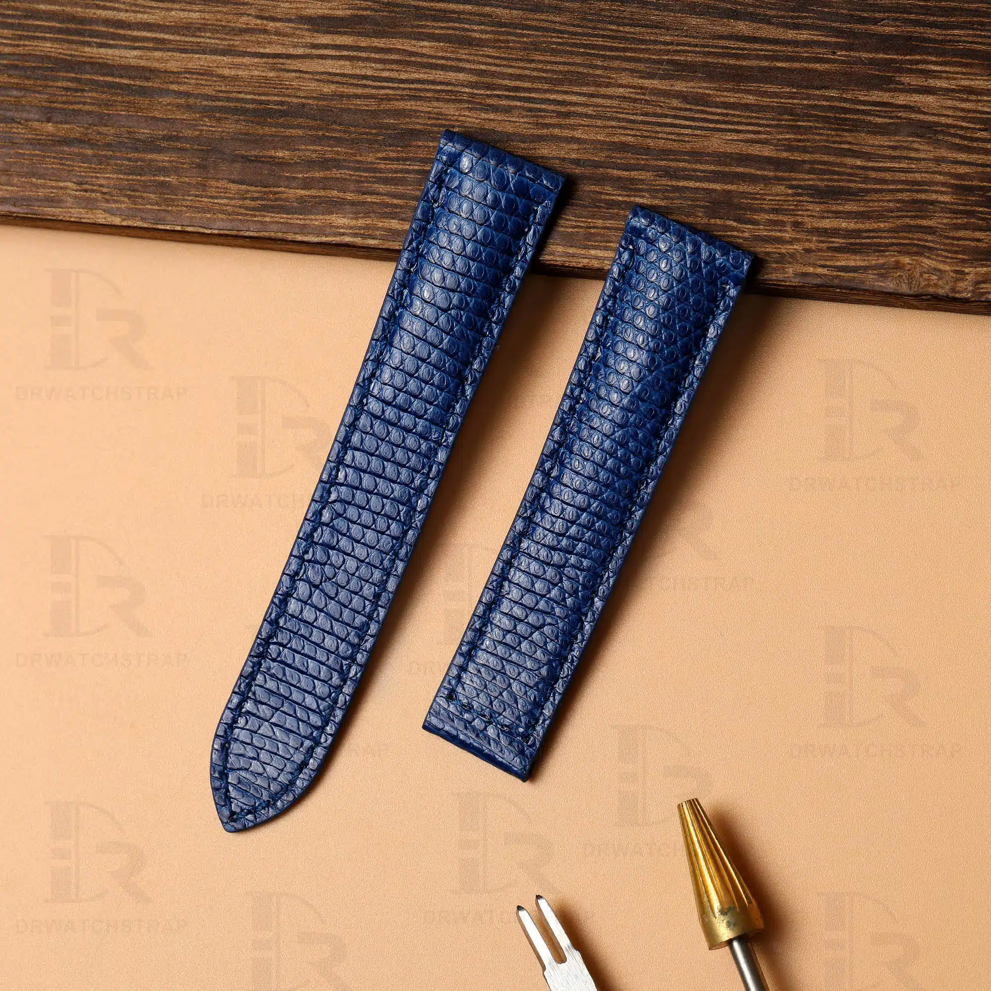Custom leather strap for Cartier Tank lizard strap | Drwatchstrap