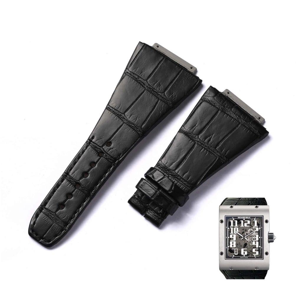 Richard Mille Black leather watch bands Replacement | Drwatchstrap