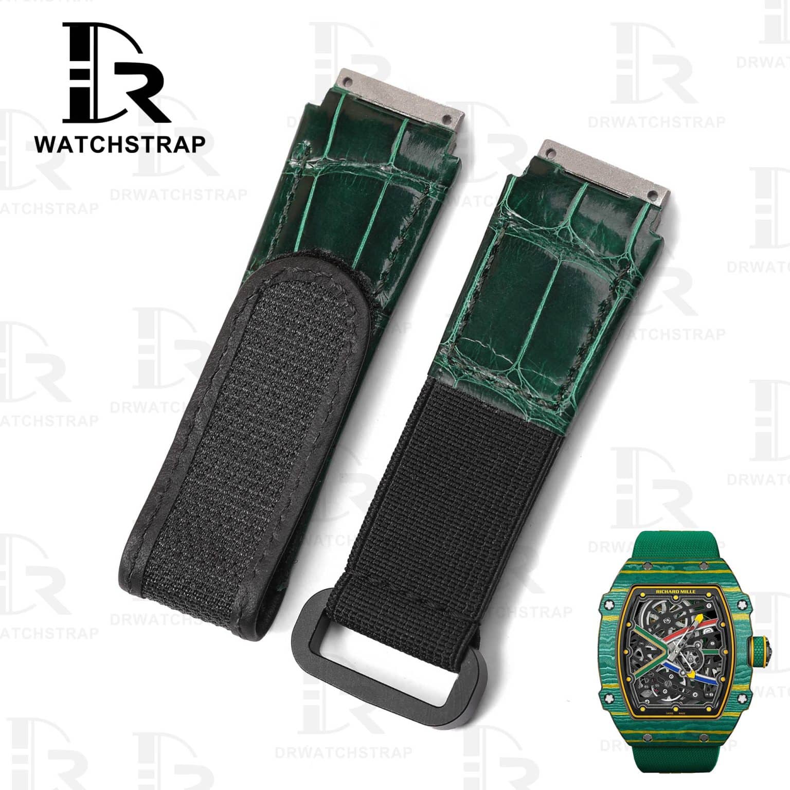 Richard Mille Green leather straps Replacement | Drwatchstrap