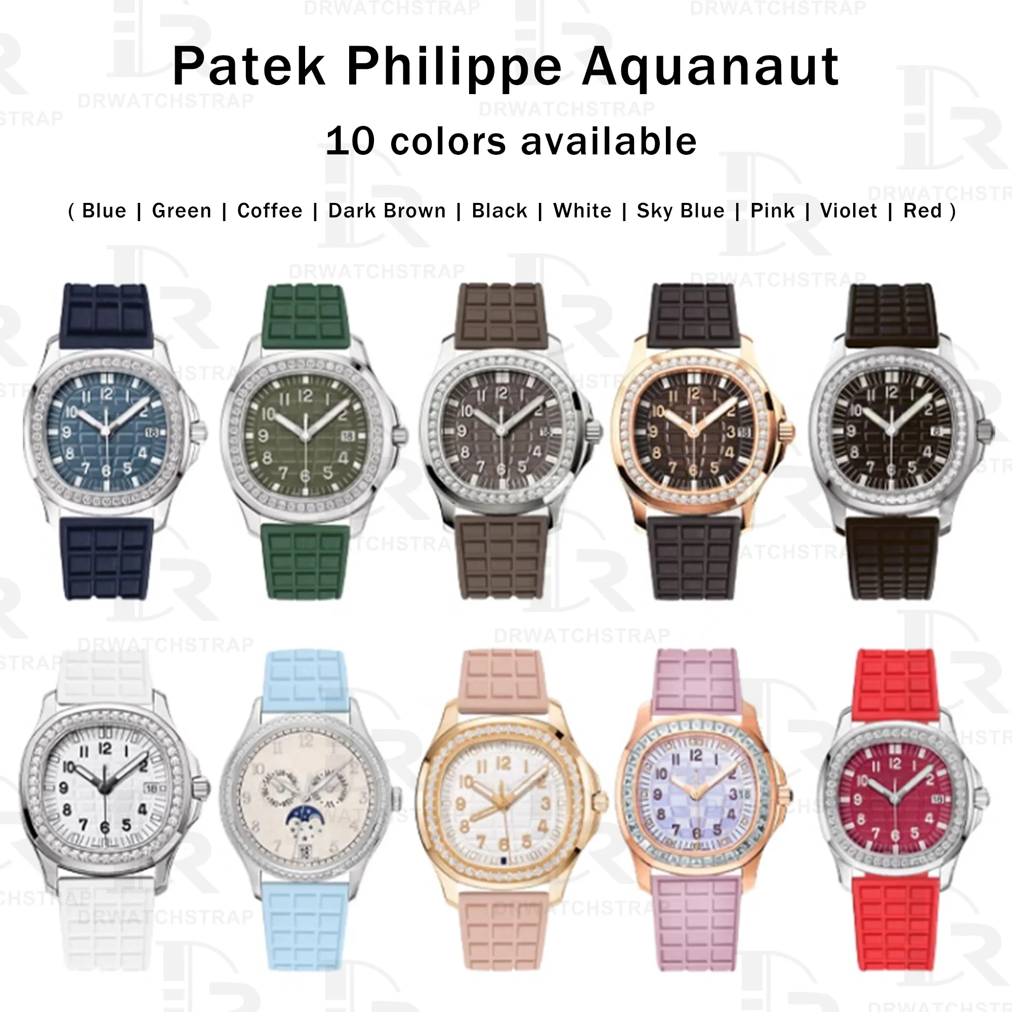 Rubber watch strap for Patek Philippe Aquanaut Ladies